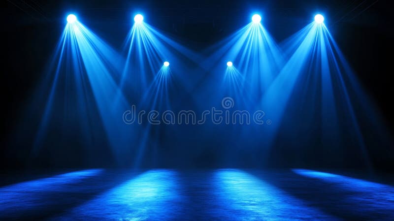 Futuristic Dark Stage Design with Abstract Room, Spotlight Patterns ...