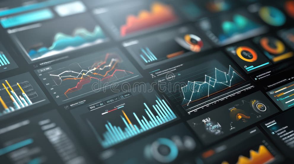 Futuristic Dashboard Displaying Clean Interface with Various Charts and ...
