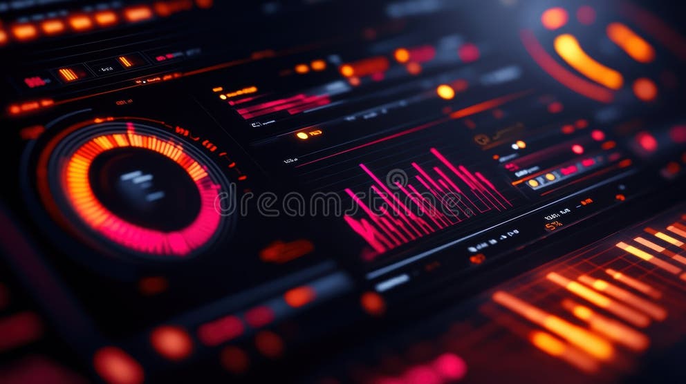Futuristic Dashboard Displaying Complex Data Analysis with Glowing Indicators Stock Photo ...