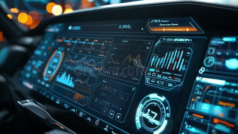 Futuristic Dashboard Displaying Various Metrics Stock Video - Video of advanced, panel: 349109755