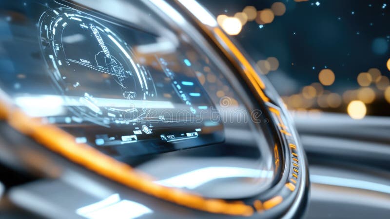 Futuristic Dashboard Interface with Digital Display and Bokeh Lights ...