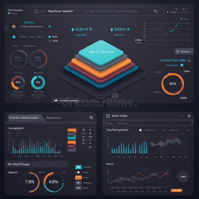 Futuristic Dashboard Interface Displaying Various Data Visualizations ...