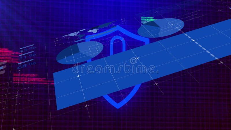 Futuristic Dashboard Showing Angled Blue Grid Panel, Neon-blue Shield ...