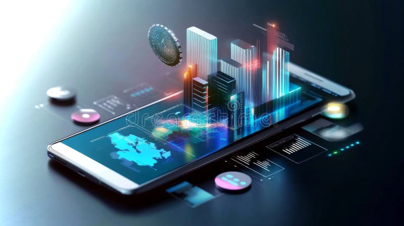 Futuristic Dashboard Smartphone Displaying Advanced AI Features and ...