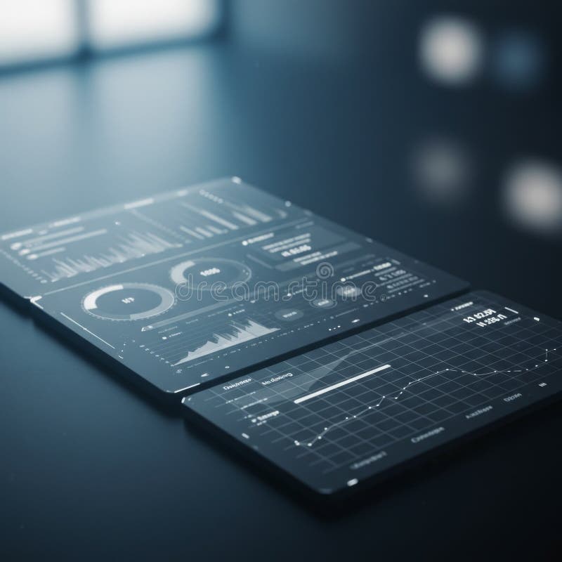 Futuristic Data Analysis on Digital Tablets Stock Illustration ...