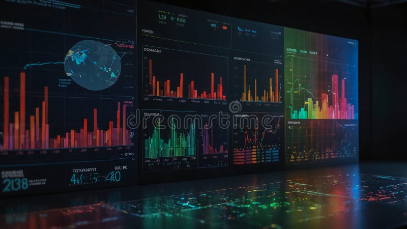Futuristic Data Analytics Dashboard with Graphs Stock Illustration - Illustration of report ...