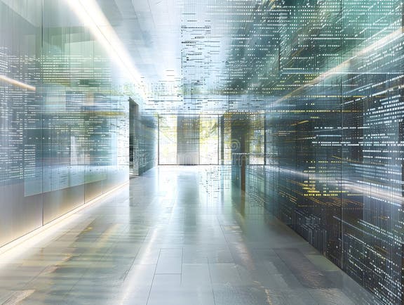 Futuristic Data Analytics Platform Sleek Minimalist Hallway with ...