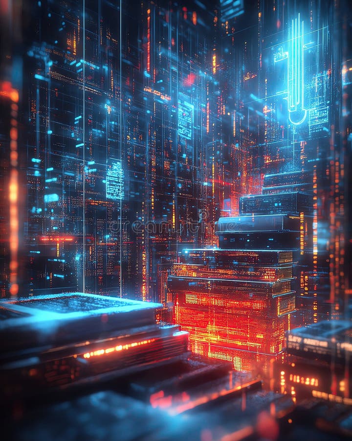 Futuristic Data Archive: Glowing Data Storage with Cyberpunk ...