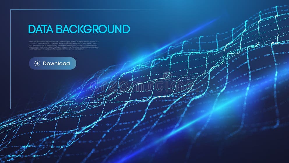 Futuristic Data Background with Glowing Blue Digital Wave, Abstract ...