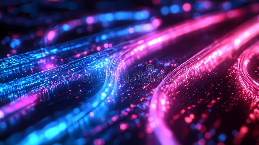 Futuristic Data Cables Weave through an Abstract Tech Background ...