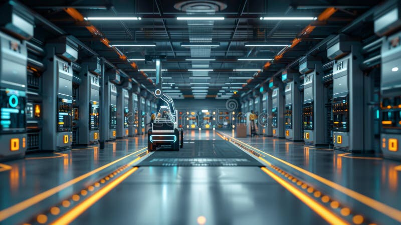 Futuristic Data Center with Advanced Robotic Systems, High-tech Servers ...