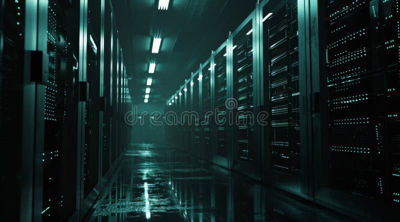 A Futuristic Data Center with Advanced Server Racks and Ambient ...