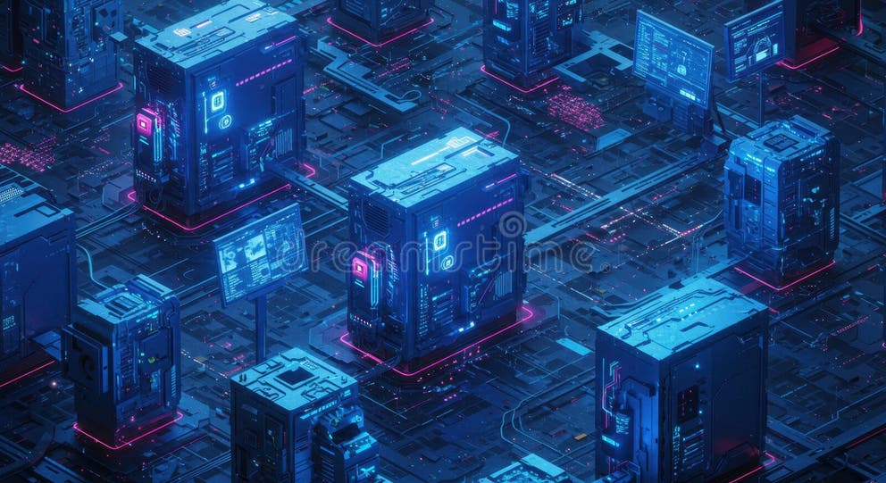 Futuristic Data Center with Advanced Technology Servers and Neon Lights ...