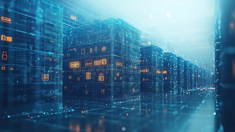 Futuristic Data Center City, Holographic, Network, Digital, Abstract ...