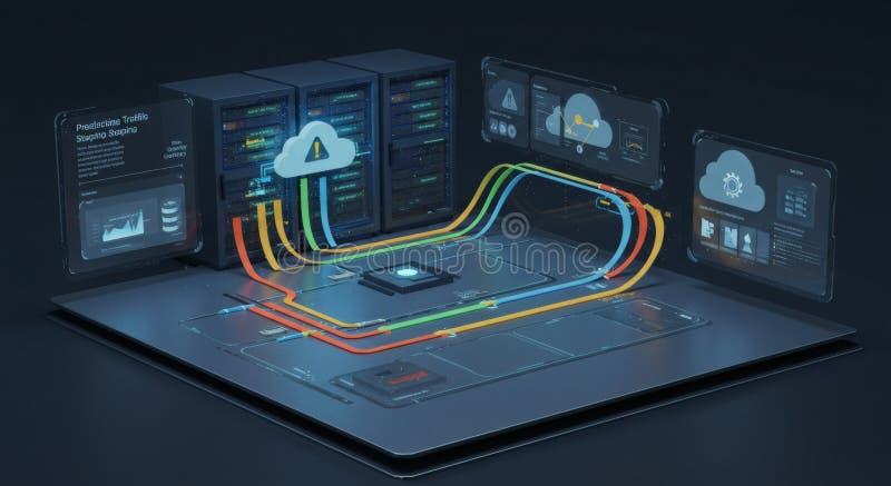 Futuristic Data Center with Cloud Connectivity and Network Cables Stock ...