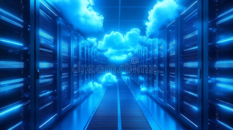 Futuristic Data Center with Cloud Network Concept and Advanced Storage ...