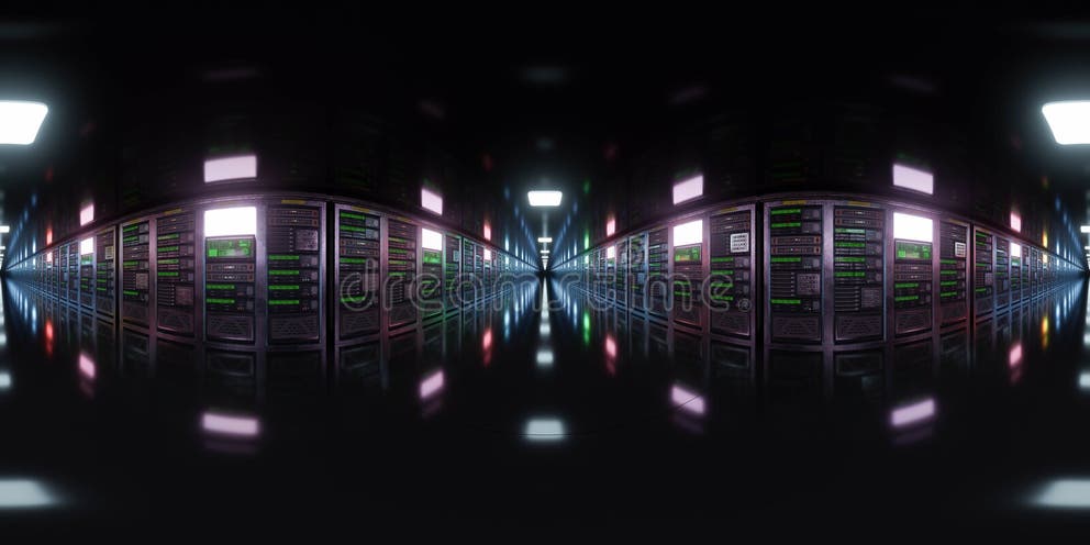 Futuristic Data Center with Colorful Server Racks 360 Vr Panorama Stock ...