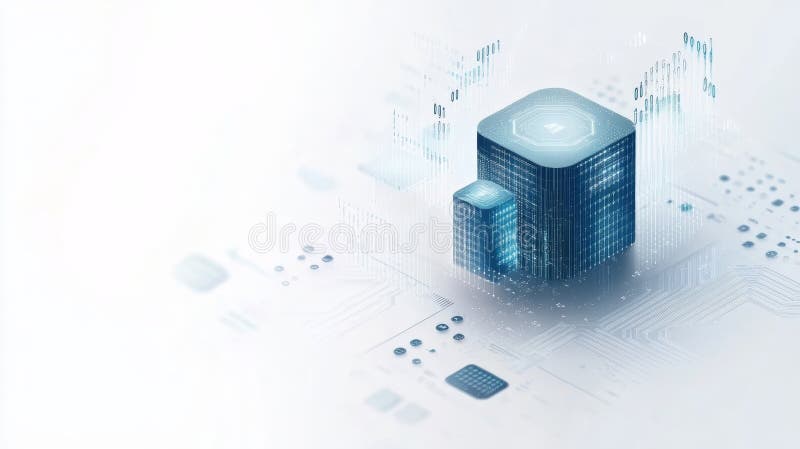Futuristic Data Center Concept with Blue Geometric Structures on a ...