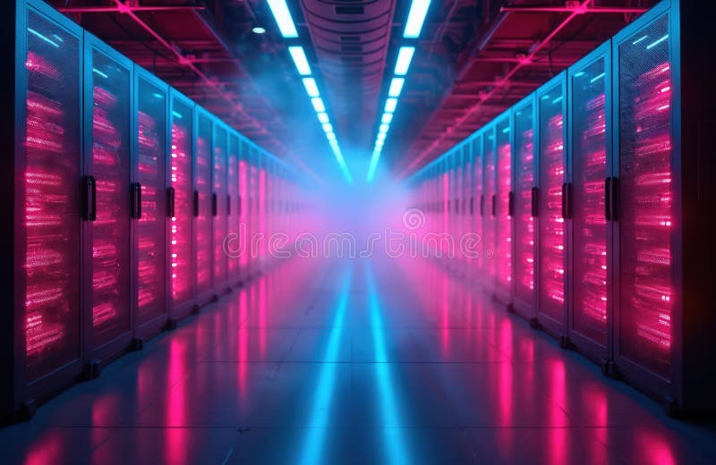 Abstract Neon Data Center Blue Pink Lighting Stock Photos - Free ...