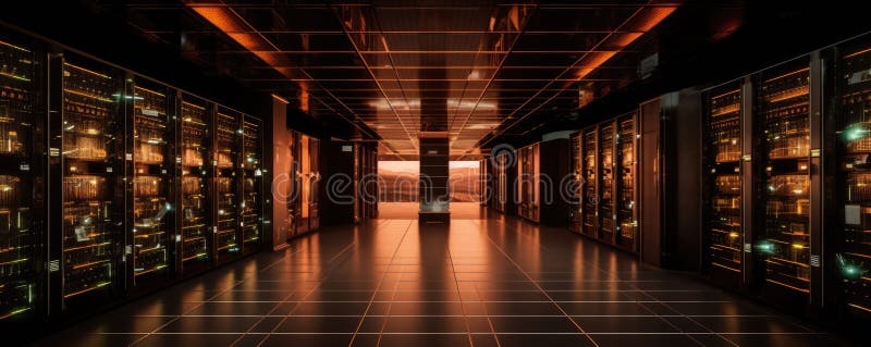 Futuristic Data Center with Dark, Minimalist Design and Advanced Server ...