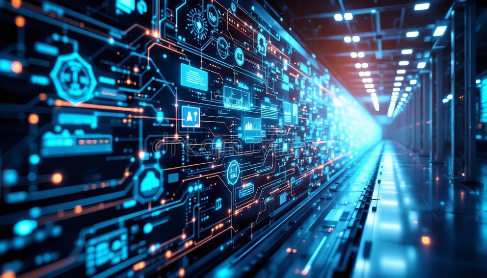 Futuristic Data Center: a Digital Highway of Information Stock ...