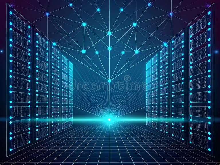 Futuristic Data Center with Digital Matrix Effect for Technology Design ...