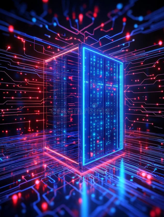 A Futuristic Data Center with Dynamic Circuit Patterns this Image ...
