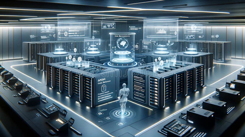 Futuristic Data Center Equipped with Holographic Displays Cuttingedge ...