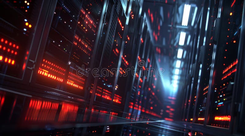 A Futuristic Data Center Featuring Vibrant, EyeCatching Lighting and ...