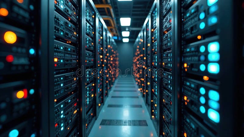 Futuristic Data Center Fiber Optic Network Infrastructure Visualization ...