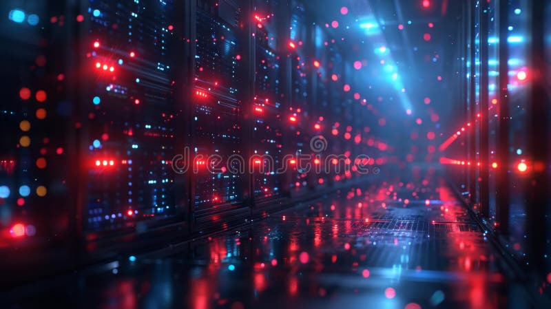 Futuristic Data Center with Glowing Lights - Generative Ai Stock ...
