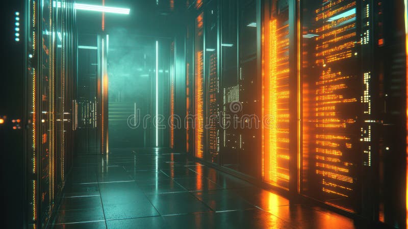 Futuristic Data Center with Glowing Servers and Seamless Cloud ...