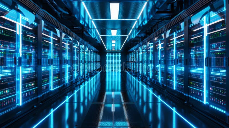 A Futuristic Data Center Hall.AI Generated Image Stock Image - Image of ...