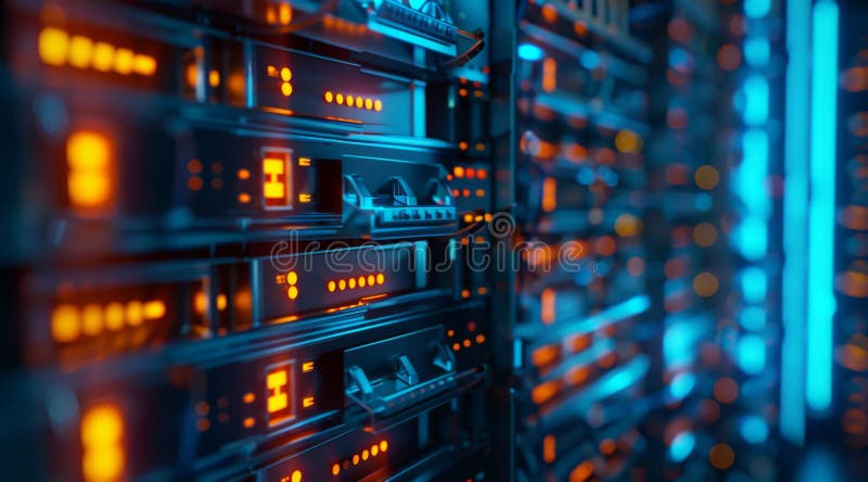 A Futuristic Data Center with Illuminated Server Racks Showcasing ...