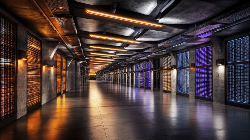 Futuristic Data Center Innovation Urban Setting Digital Environment ...