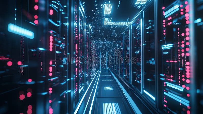 Futuristic Data Center Interior Showcasing Advanced Network Technology ...