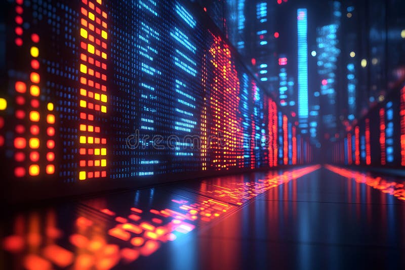 Futuristic Data Center Interior with Vibrant Digital Panels for ...