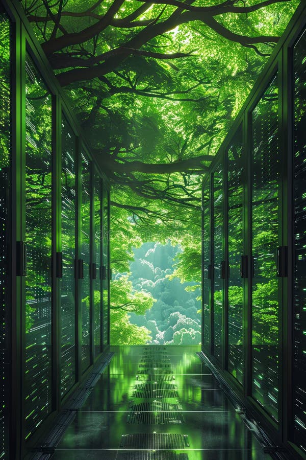 Futuristic Data Center with Network Servers Integrated in Natural ...