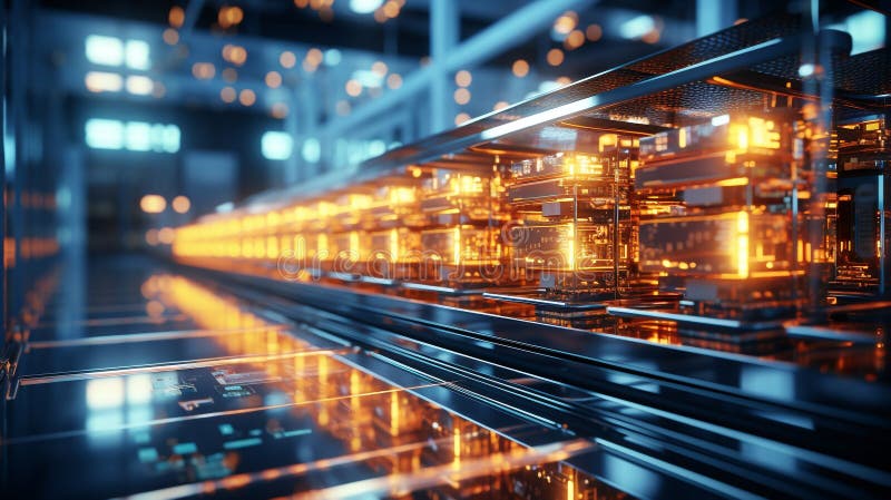 Futuristic Data Center with Network Servers in a Row Stock Photo ...