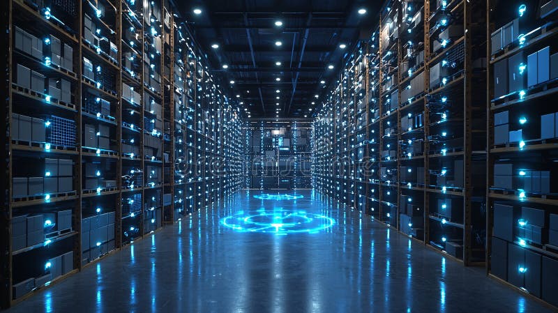 Blue Technology Sense Server Room Stock Illustration - Illustration of ...