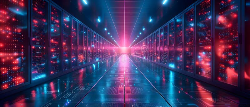 Futuristic Data Center Security with Vivid Encryption Lights. Concept ...