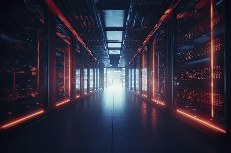 Futuristic Data Center with Selective Focus Effect. Abstract Background ...
