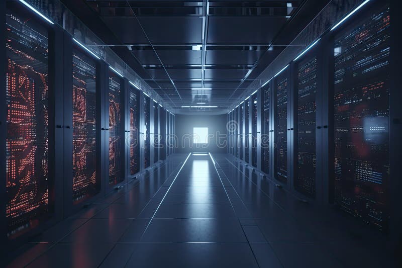 Futuristic Data Center with Selective Focus Effect. Abstract Background ...