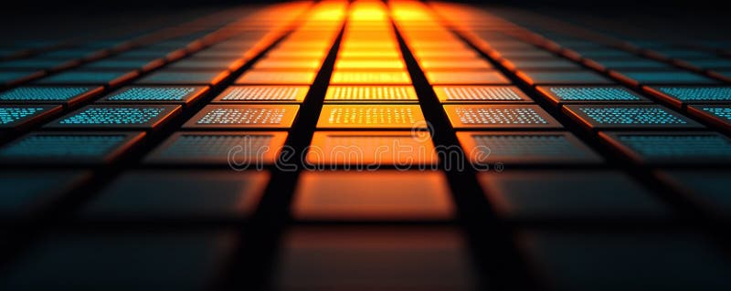 Futuristic Data Center Server Racks with Illuminated Microchips and ...