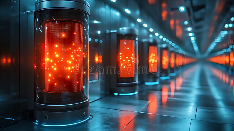 Futuristic Data Center Server Room Glowing Network Stock Illustration - Illustration of cloud ...