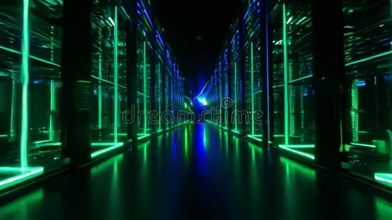 Futuristic Data Center Server Room with Neon Lights. AI Generated Stock ...