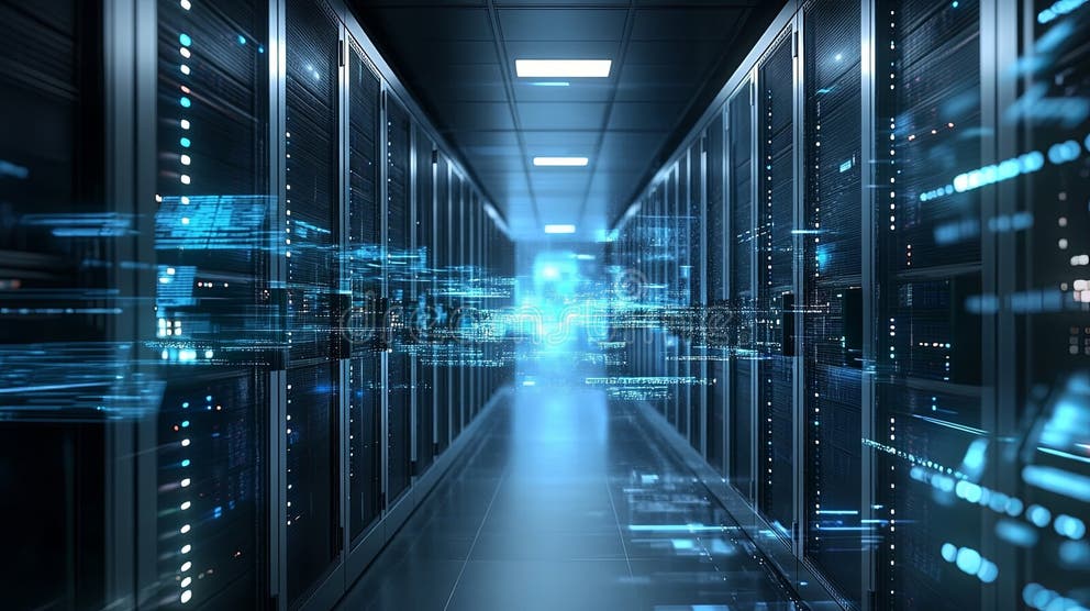 Futuristic Data Center Showcases Advanced Network Technology with Sleek ...