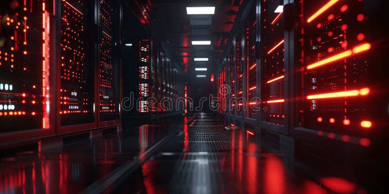 A Futuristic Data Center that Showcases Stunning Red Light Effects ...