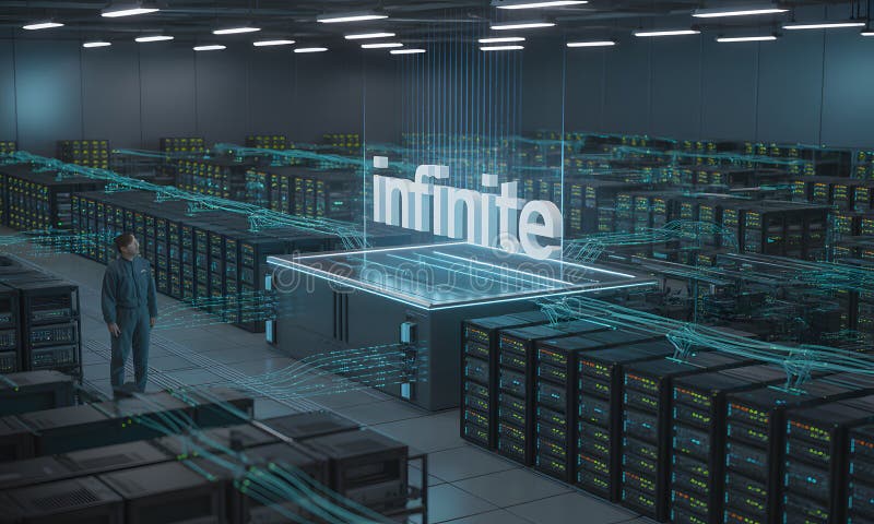 Infinite Data Center stock illustration. Illustration of design - 388015638