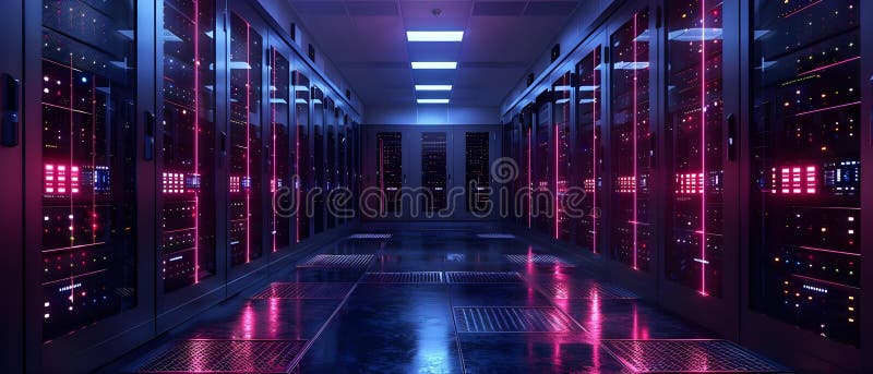 Futuristic Data Center: Sleek Servers and Neon Lights. Concept Tech ...